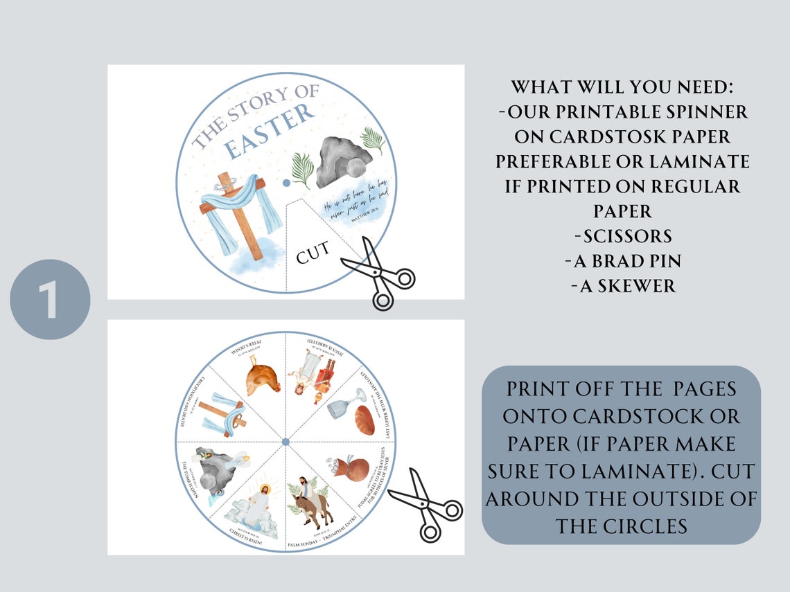 Easter Story for Kids, Easter Craft & Coloring Spinner Wheel Holy Week ...