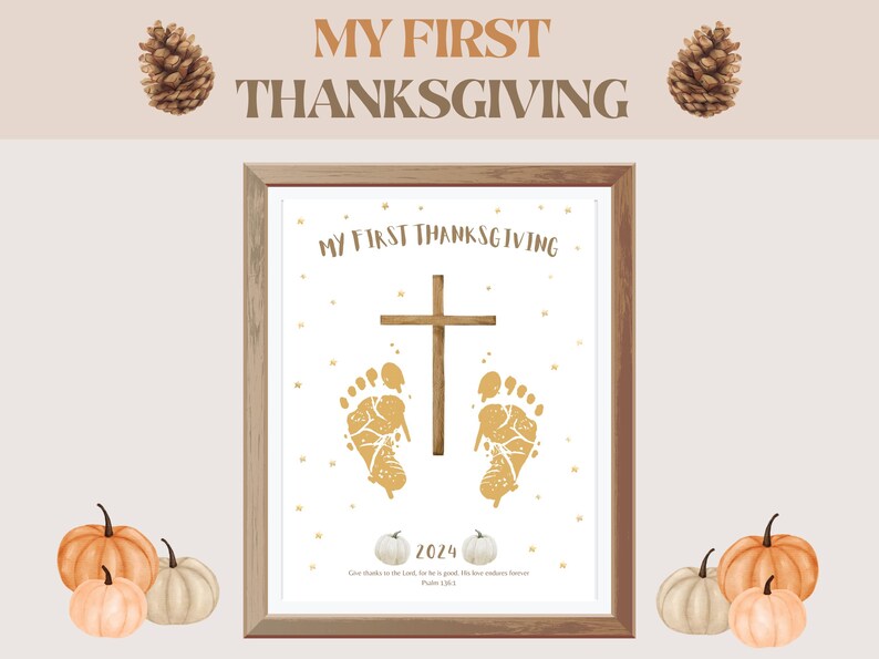 My First Thanksgiving Footprint Art, Personalized Keepsake (printable ...