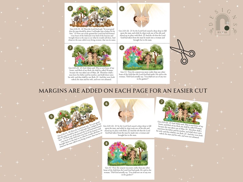 Adam and Eve Complete Bible Story Cards for Children Interactive Lesson ...