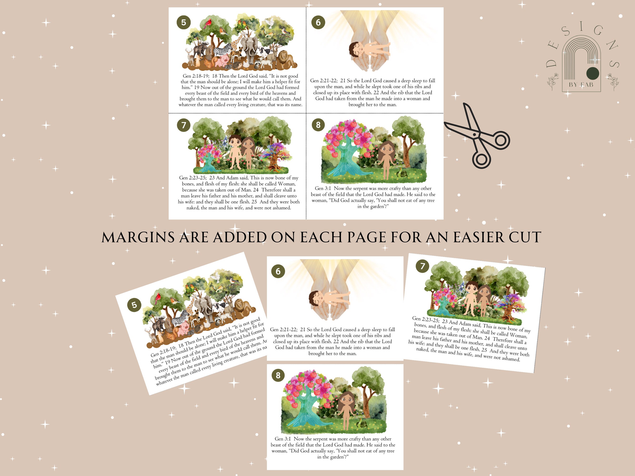 Adam and Eve Complete Bible Story Cards for Children Interactive Lesson ...