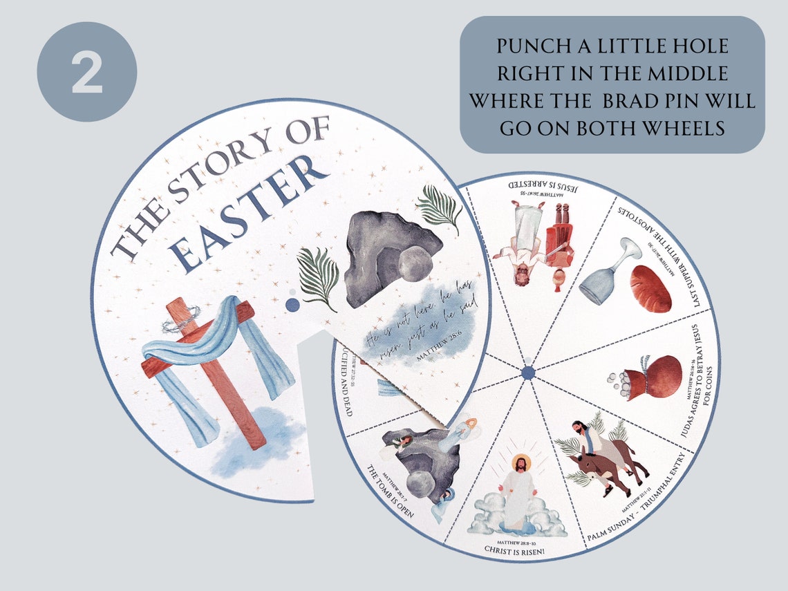 Easter Story for Kids, Easter Craft & Coloring Spinner Wheel Holy Week ...