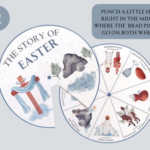 Easter Story for Kids, Easter Craft & Coloring Spinner Wheel Holy Week ...