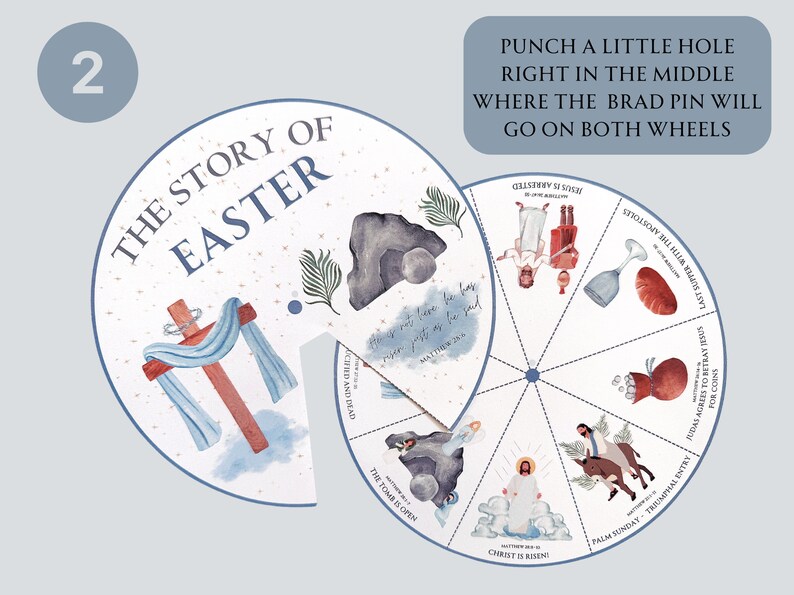 Easter Story for Kids, Easter Craft & Coloring Spinner Wheel Holy Week ...