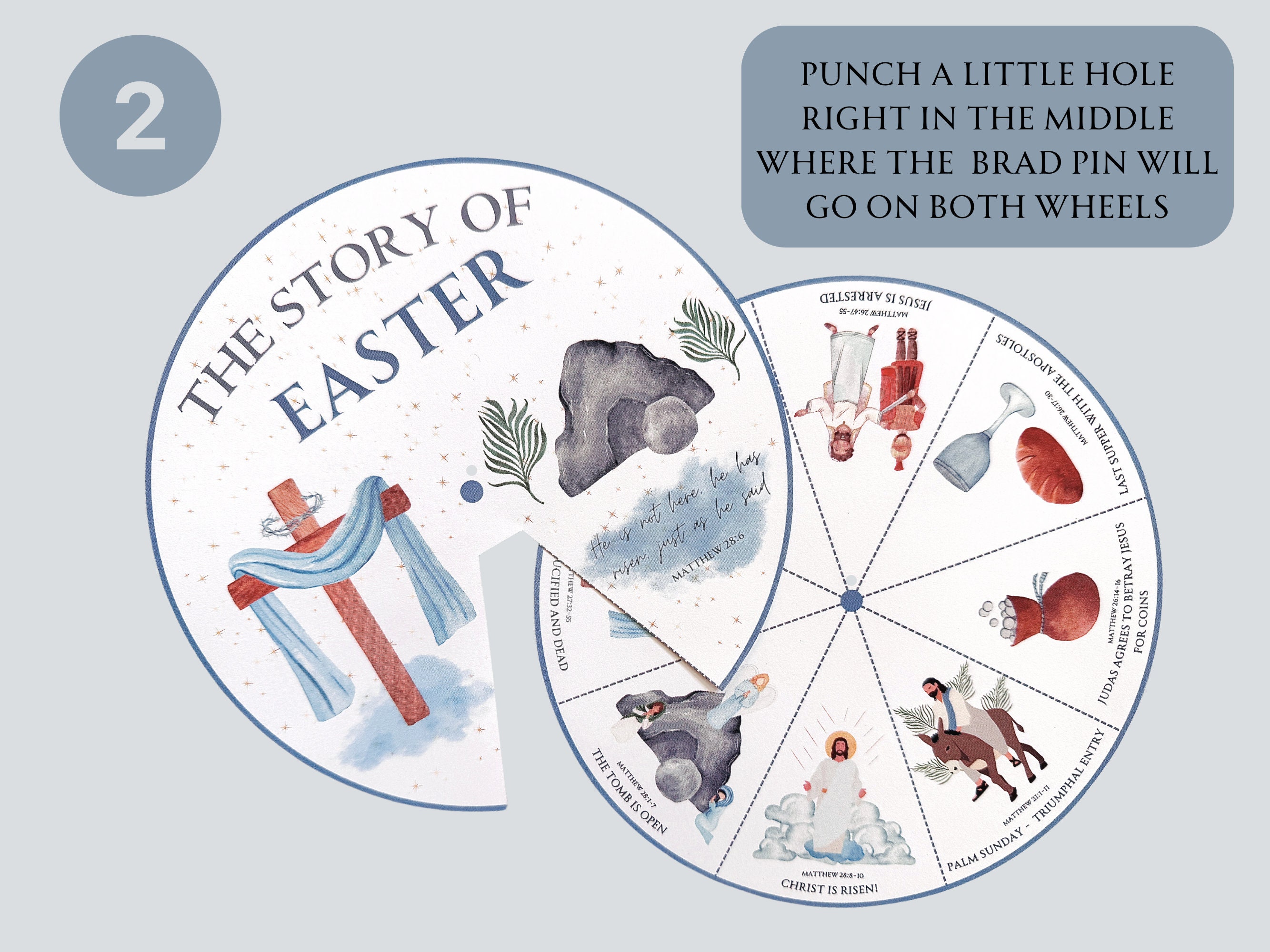 Easter Story for Kids, Easter Craft & Coloring Spinner Wheel Holy Week ...