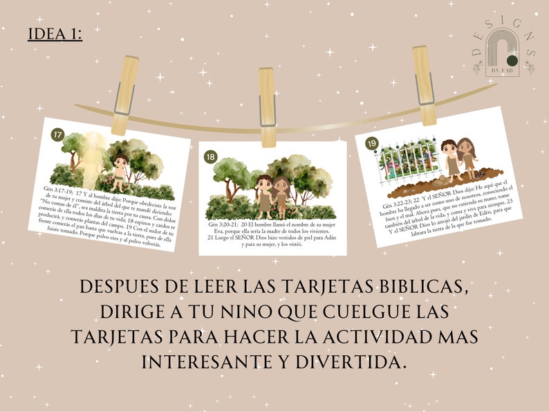 Adán Y Eva Historia Completa Tarjetas Bíblicas Para Los Niños Lecciones ...