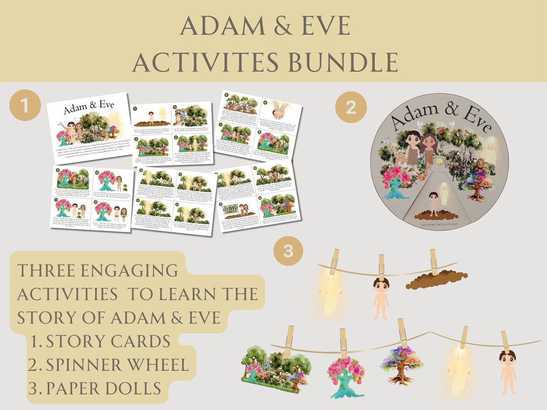Adam and Eve Activity Bundle Story Cards Spinner Wheel Paper Dolls - Etsy