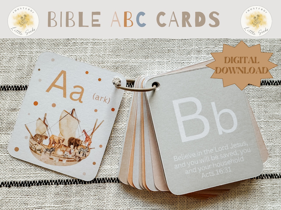Bible ABC Flashcards Digital Gospel Based Alphabet Set Cards A-Z ...