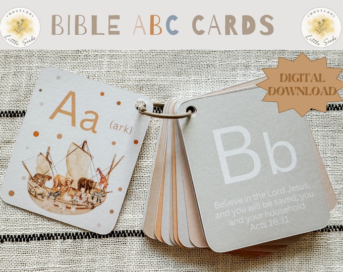 Bible ABC Cards, Alphabet Tracing Cards, Bible Memory Cards for Kids ...