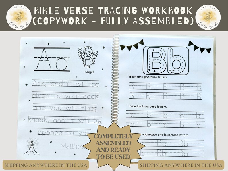 Alphabet Scripture Tracing Laminated Printable Workbook A-Z Children ...