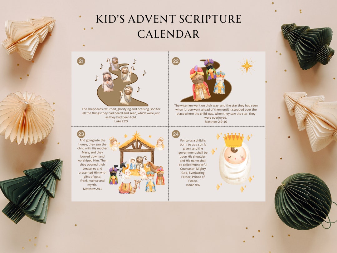 Advent Calendar for Children Activities for Christmas With Bible Verses ...