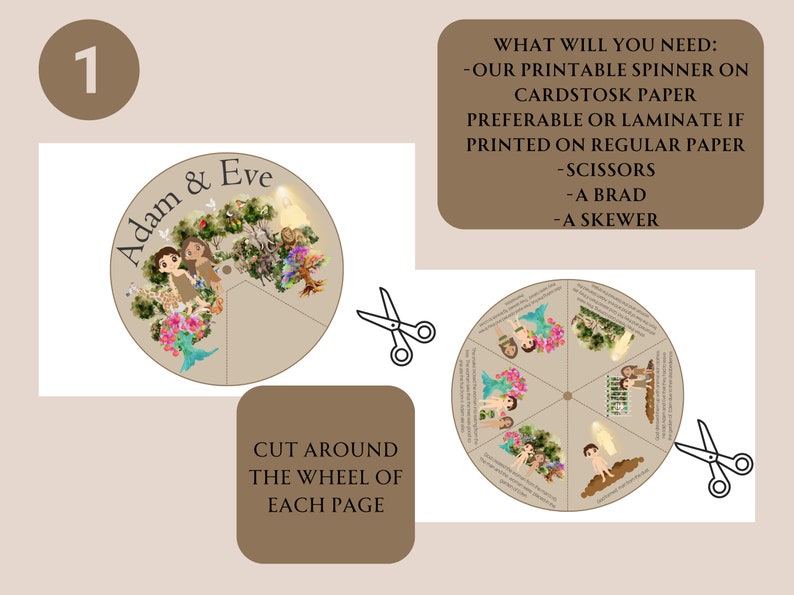 Adam and Eve Spinner Wheel Bible Story for Children Activity Craft Homeschool Sunday School ...