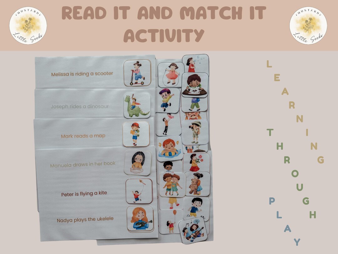 Read and Match Activity Homeschool Engaging Lesson for Kids Preschool ...