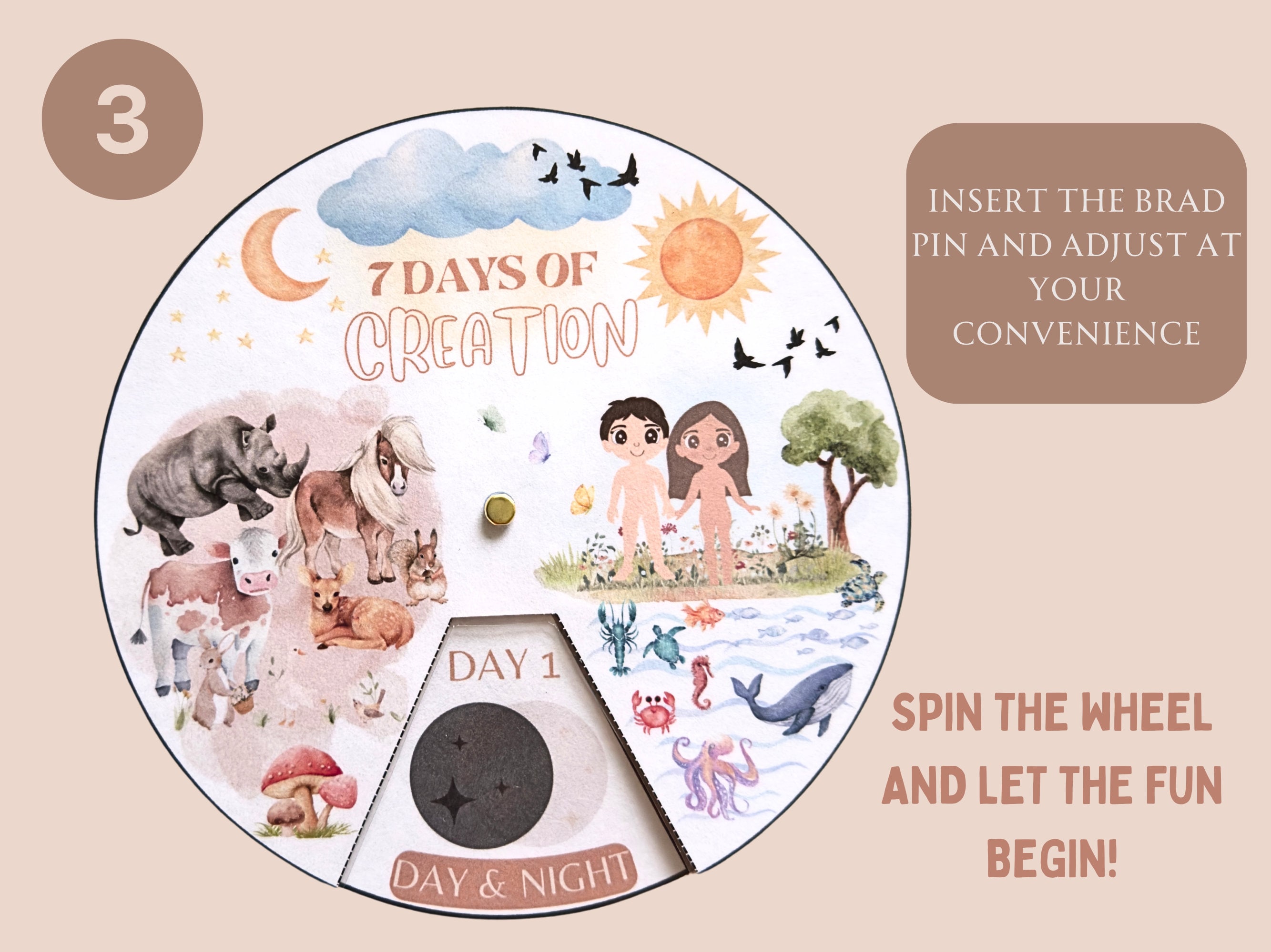 7 Days of Creation Spinner Wheel Bible Craft Activity for Children ...