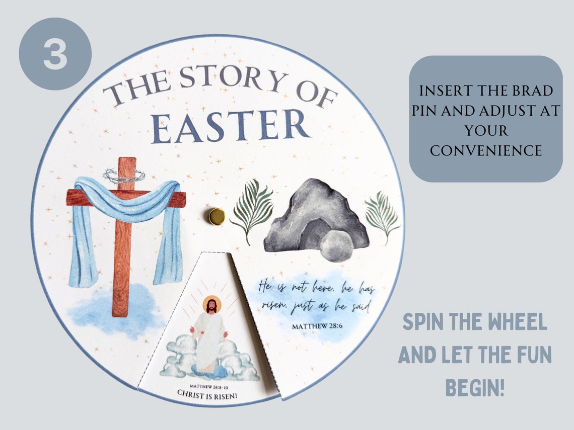Easter Story for Kids, Easter Craft & Coloring Spinner Wheel Holy Week ...