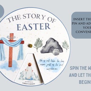 Easter Story for Kids, Easter Craft & Coloring Spinner Wheel Holy Week ...