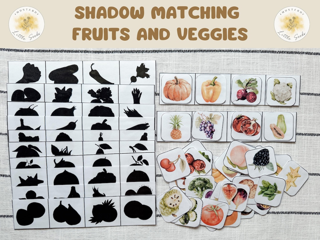 Fruits & Vegetables Shadow Matching Game, Preschool Learning (digital ...
