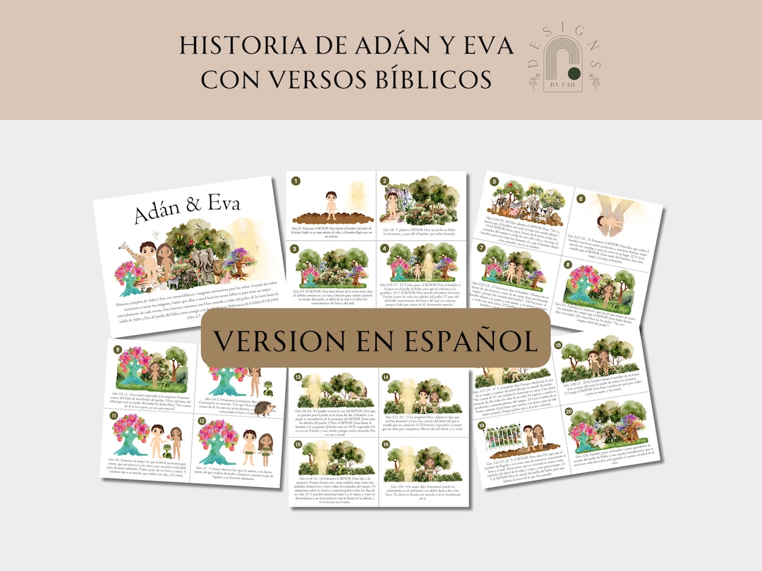 Adán Y Eva Historia Completa Tarjetas Bíblicas Para Los Niños Lecciones ...