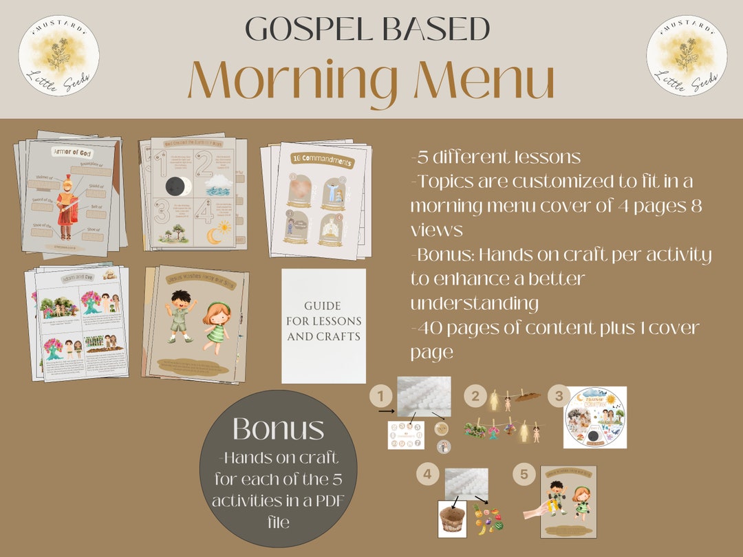Morning Menu Gospel Based for Kids Homeschool Christian Planner Unit ...