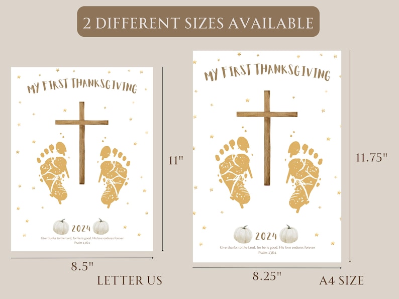My First Thanksgiving Footprint Art, Personalized Keepsake (printable ...