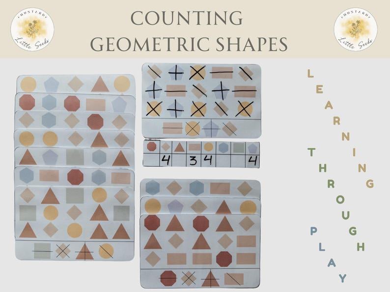 Geometric Shapes Counting Activity Homeschool Engaging Lesson for Kids ...