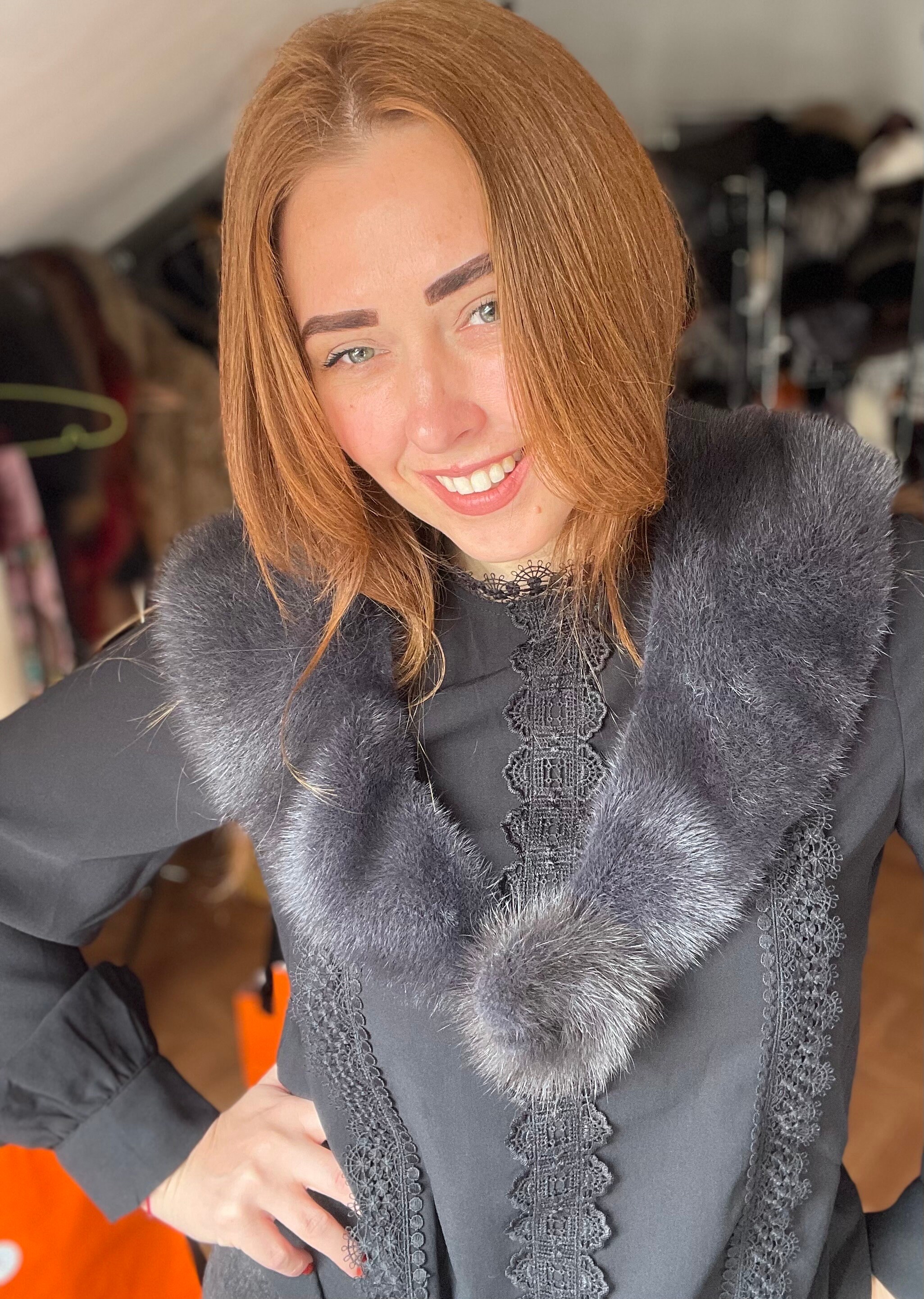 Dark Grey Colour Collar Real Fur Women Accessory Nice Elegant Lady ...