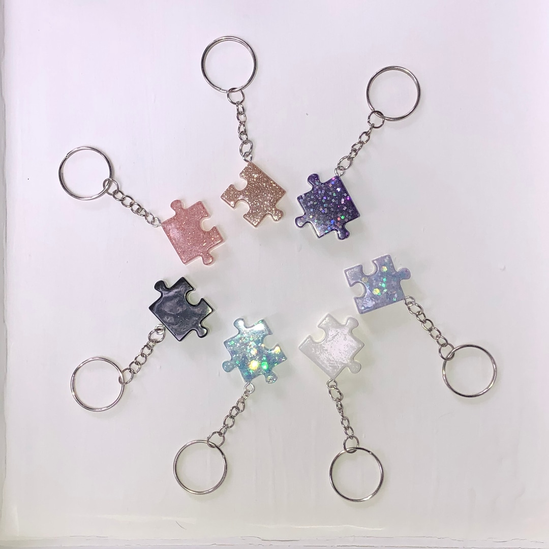 Puzzle Piece Resin Keychain - Etsy
