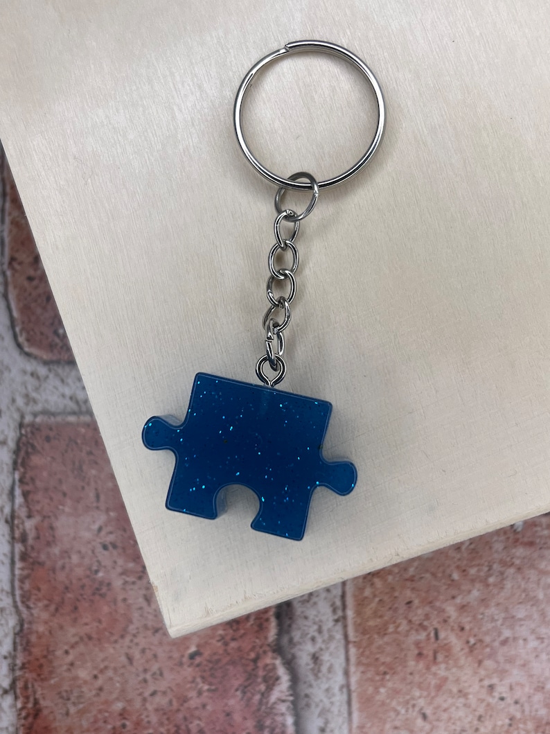 Puzzle Piece Resin Keychain - Etsy