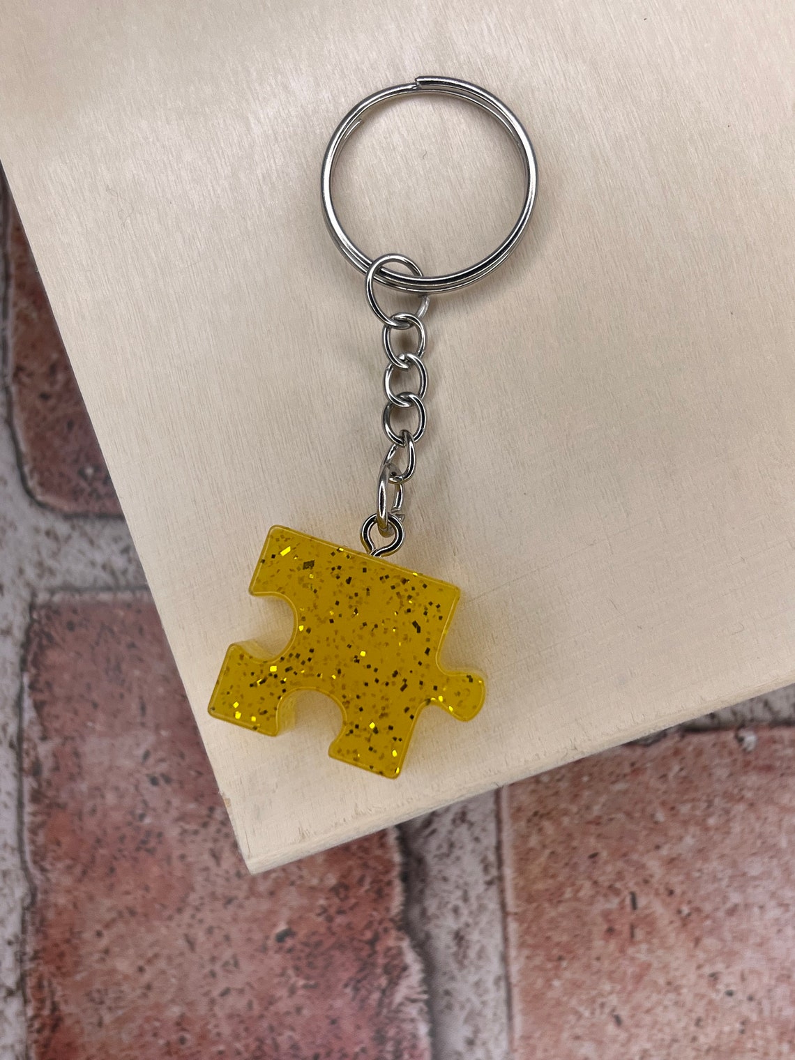 Puzzle Piece Resin Keychain - Etsy