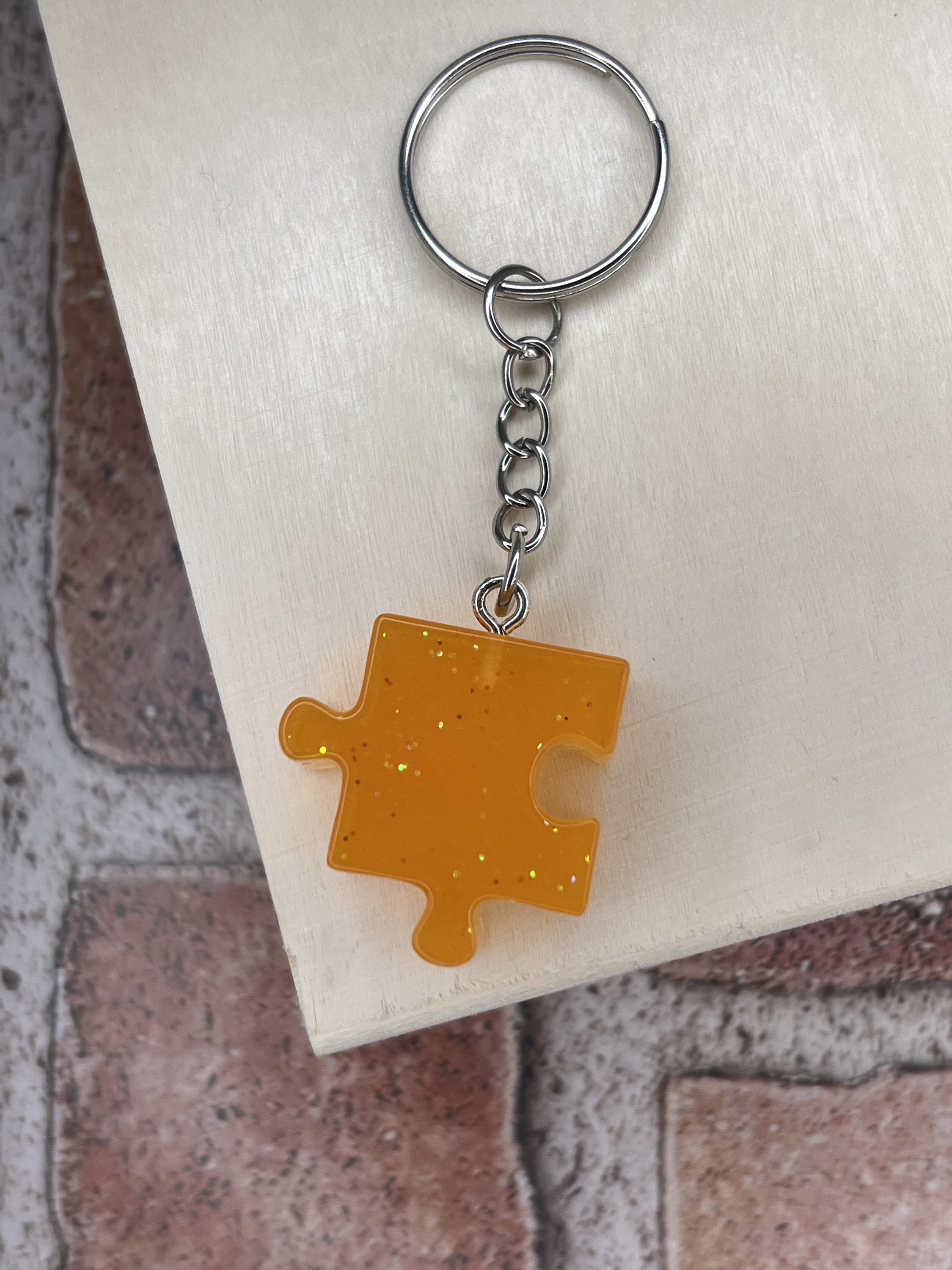 Puzzle Piece Resin Keychain - Etsy