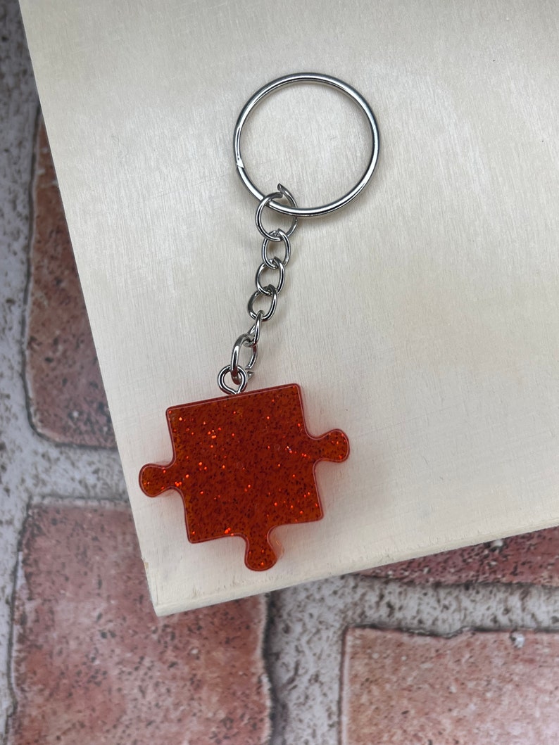 Puzzle Piece Resin Keychain - Etsy