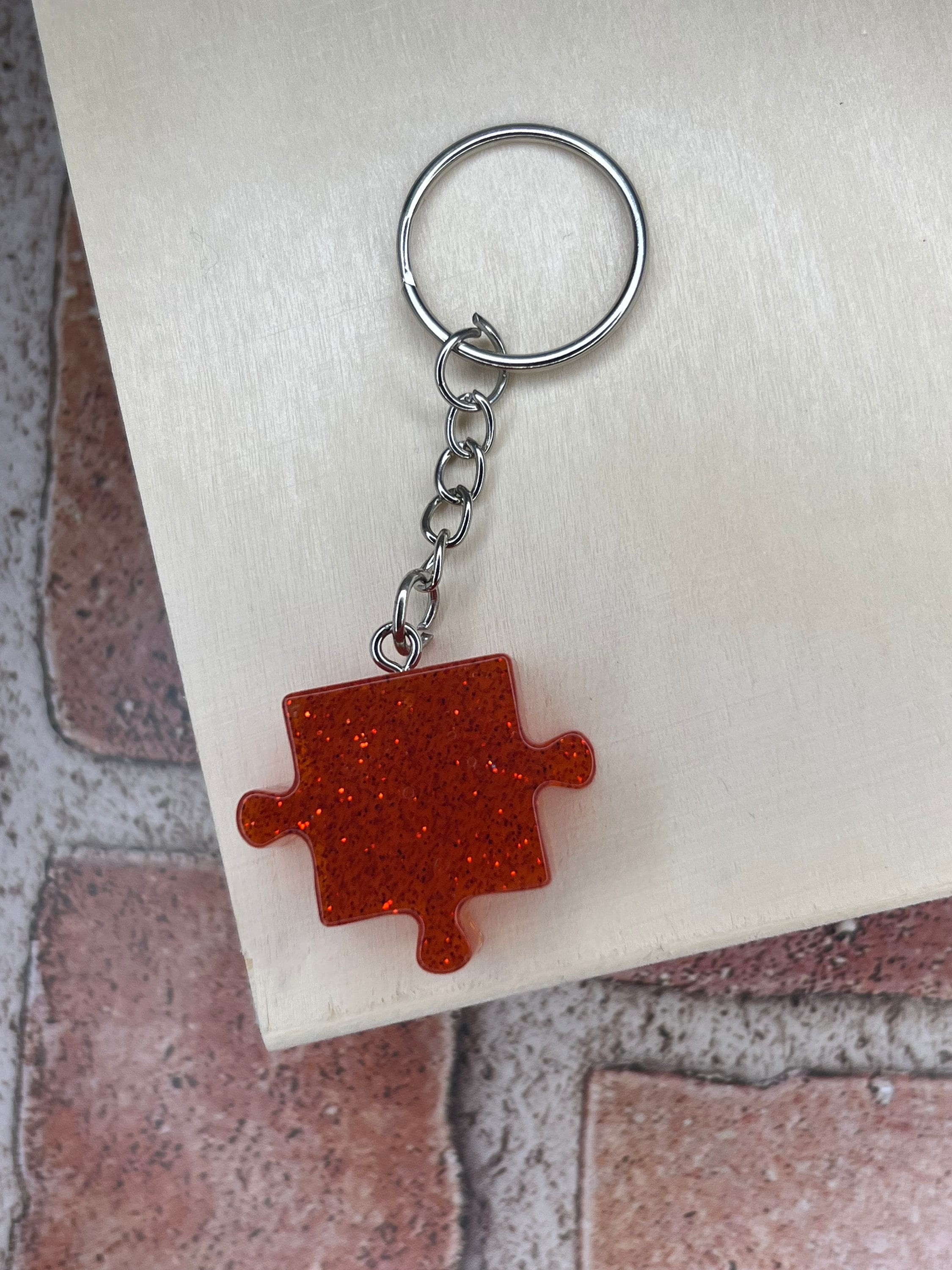Puzzle Piece Resin Keychain - Etsy