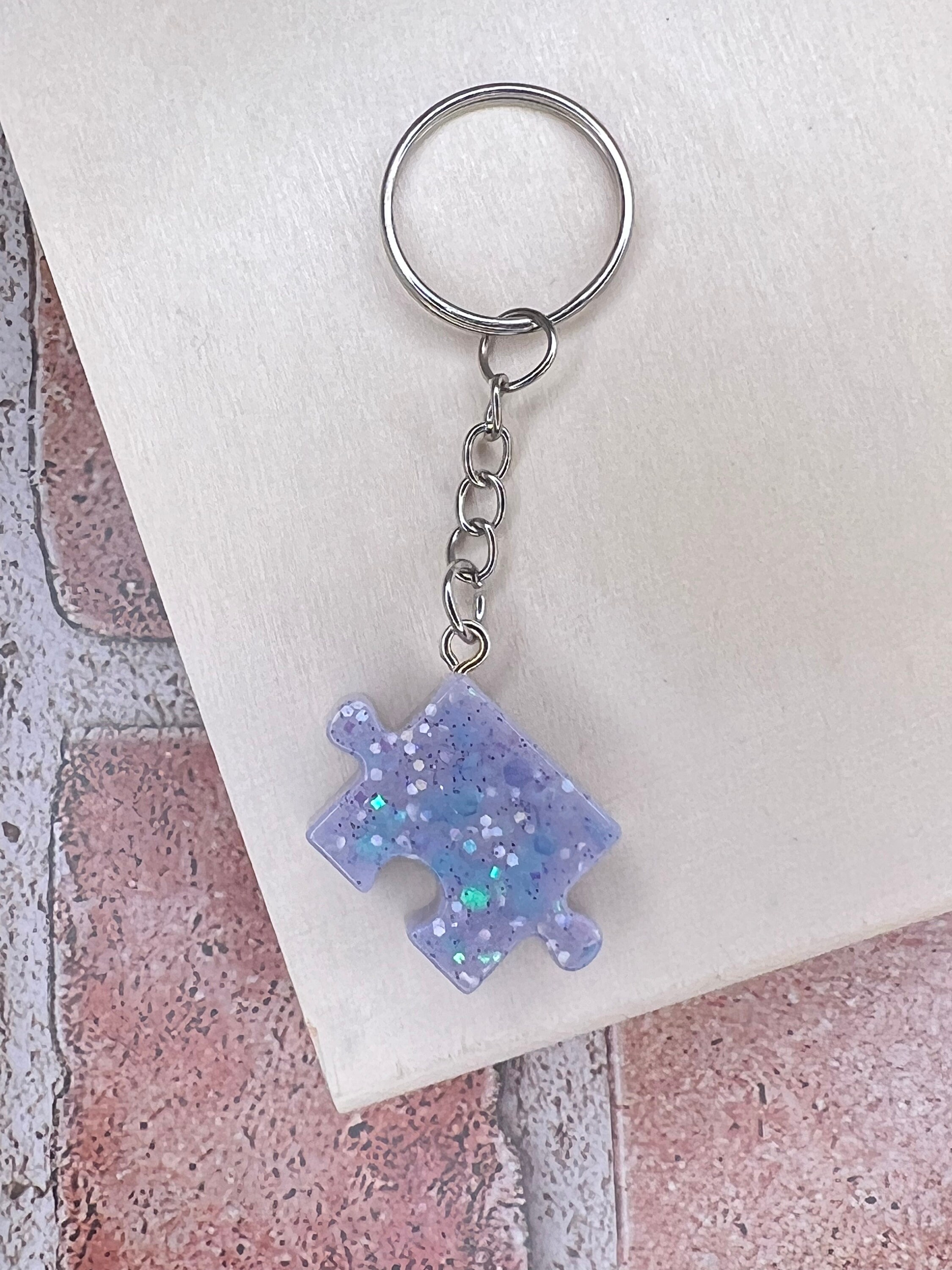 Puzzle Piece Resin Keychain - Etsy