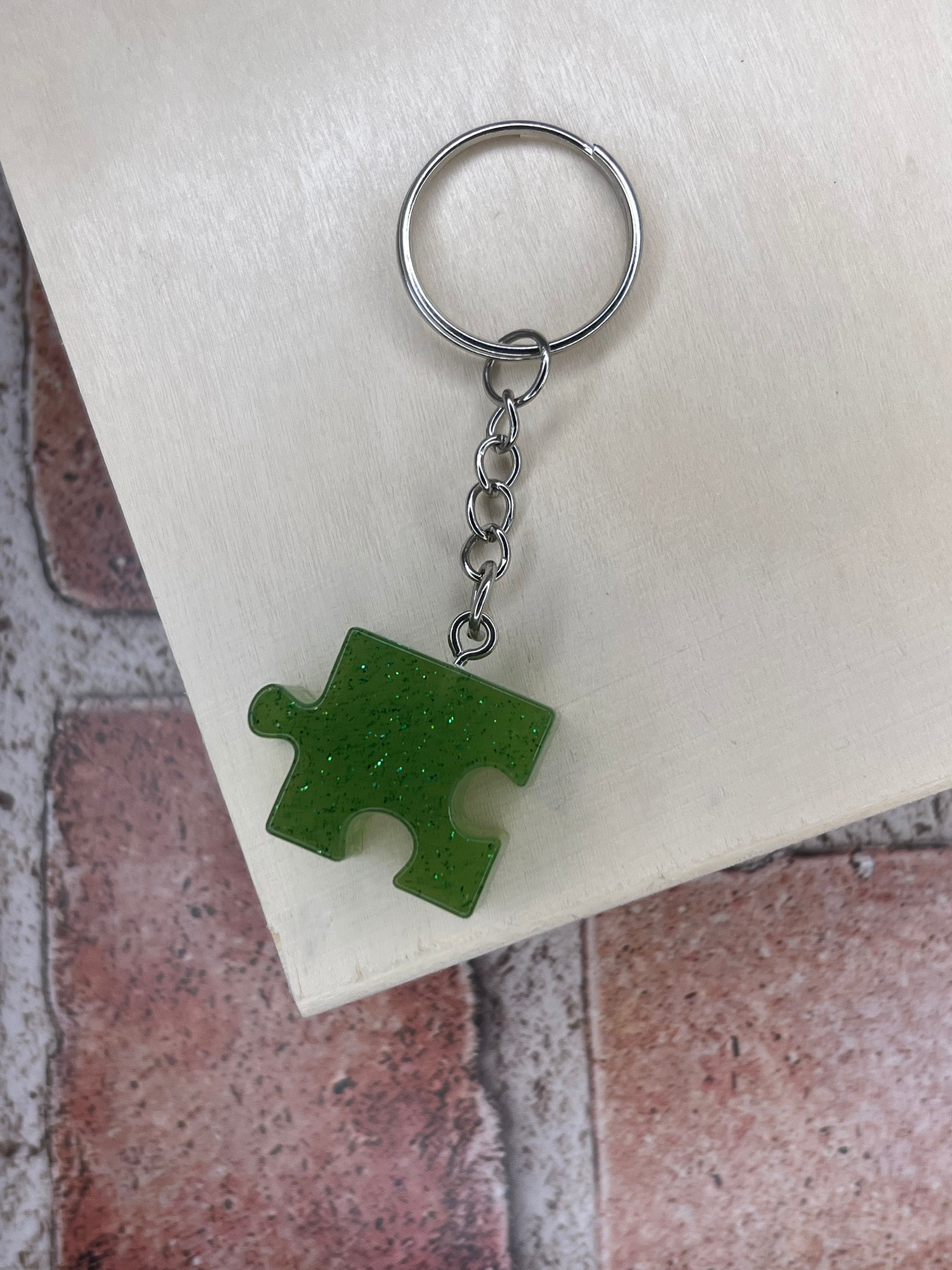 Puzzle Piece Resin Keychain - Etsy