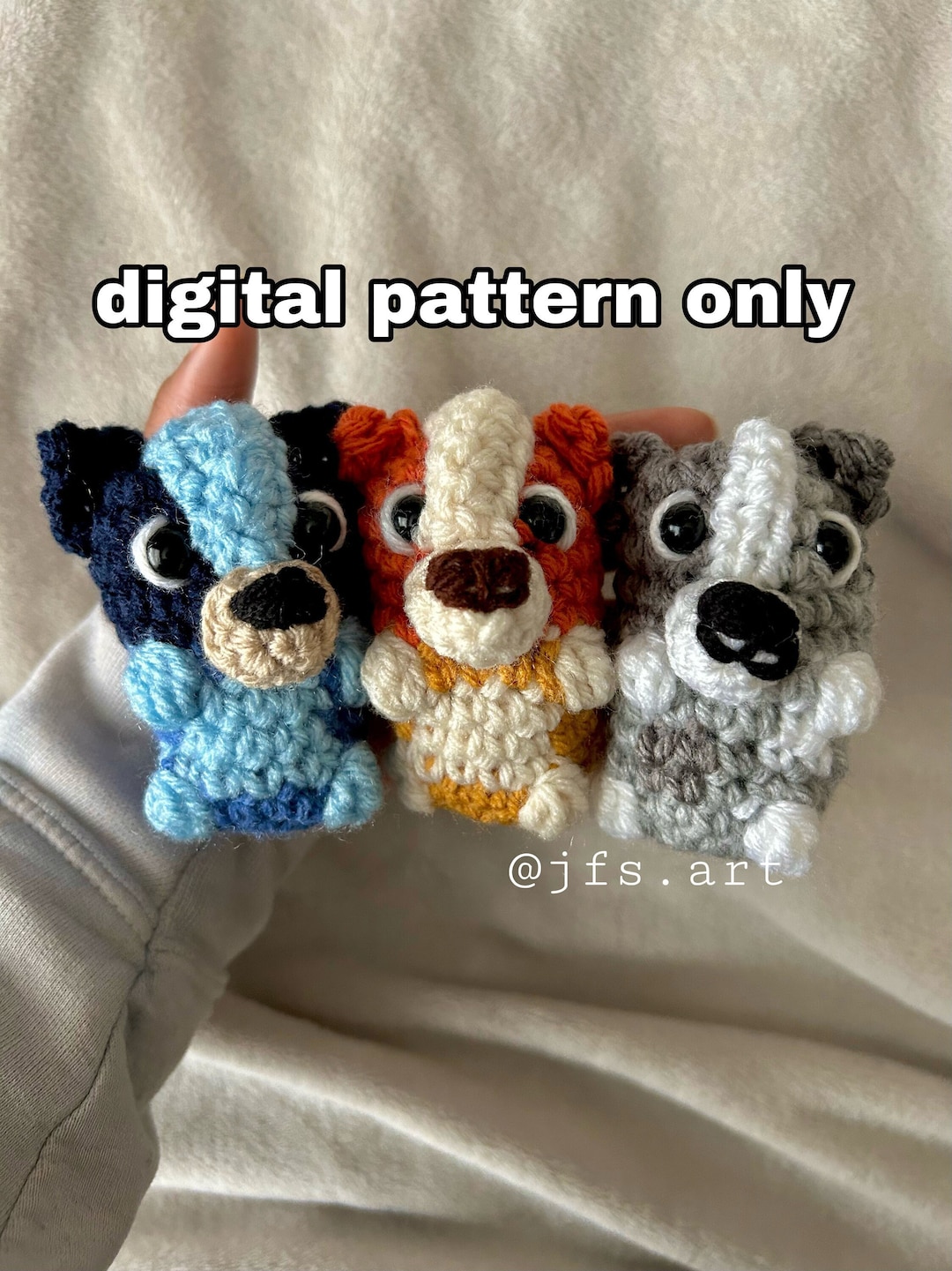 DIGITAL PATTERN Heeler Puppies Crochet 3-in-1 Low-sew Character Crochet ...