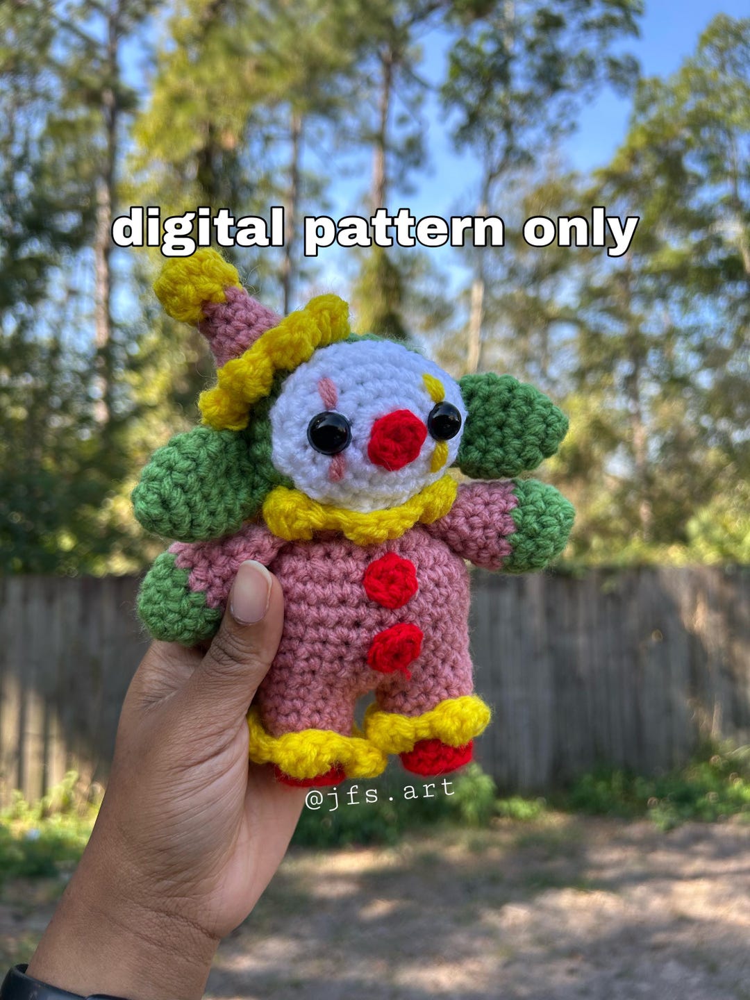 DIGITAL PATTERN Clown Goblin | Crochet Goblin Friend in Clown Outfit - Etsy