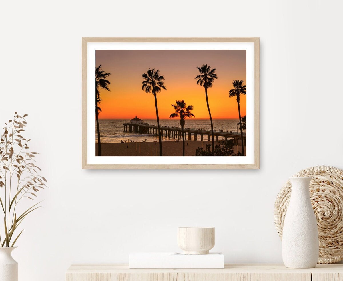 Manhattan Beach Pier Sunset Pier Art Photo Print Beach Art - Etsy