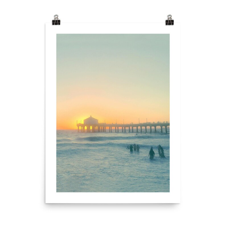 Sunset Bathing Manhattan Beach Pier Art Print Photo Art Archival Print ...