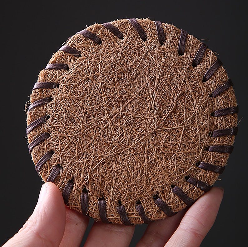 Set of 6palm Fiber Coasters Set Boho Coaster Coco Fiber | Etsy