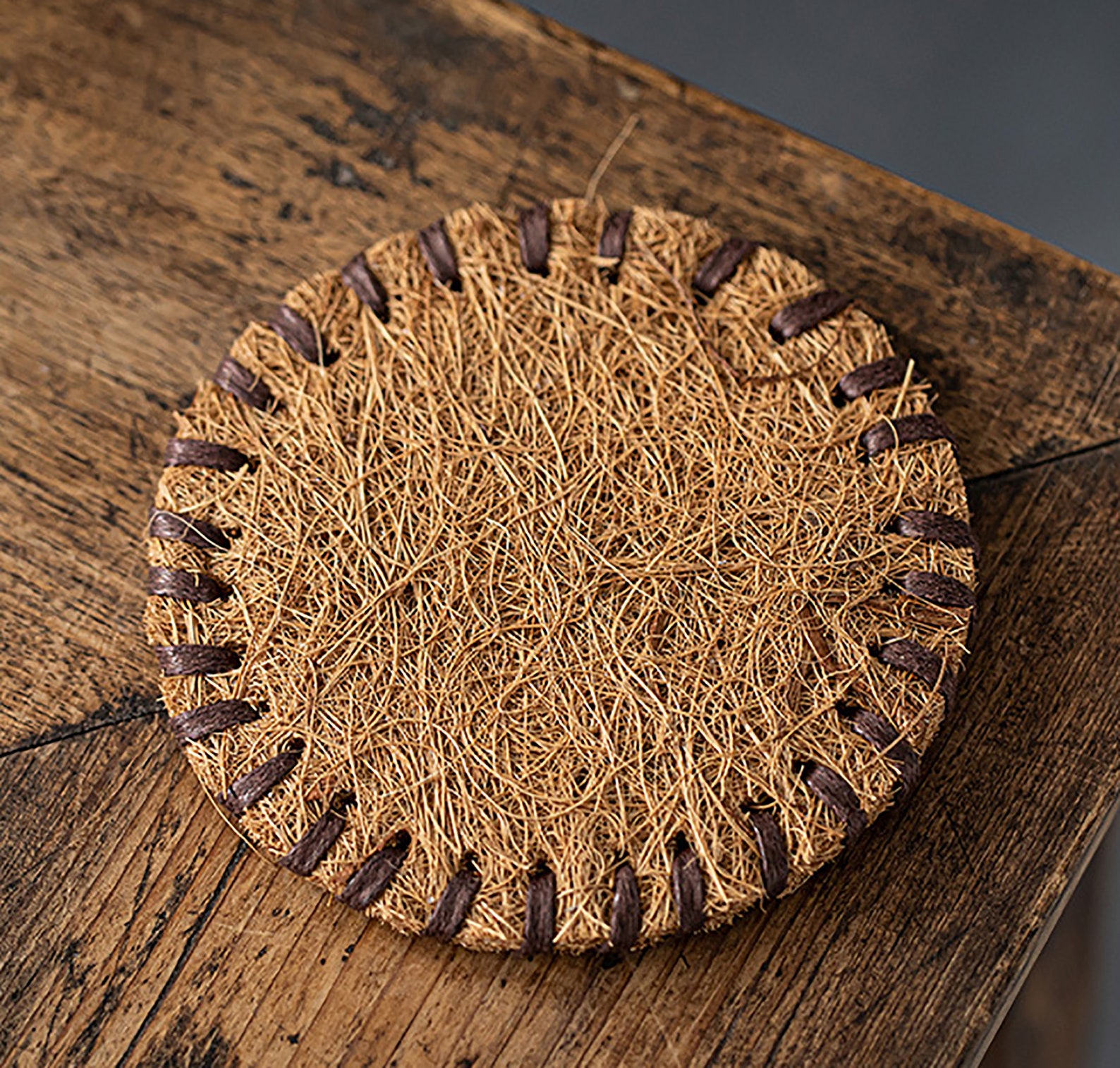 Set of 6palm Fiber Coasters Set Boho Coaster Coco Fiber | Etsy