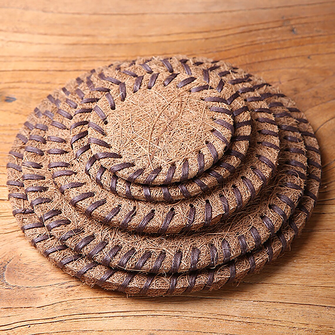 Set of 6palm Fiber Coasters Set Boho Coaster Coco Fiber | Etsy