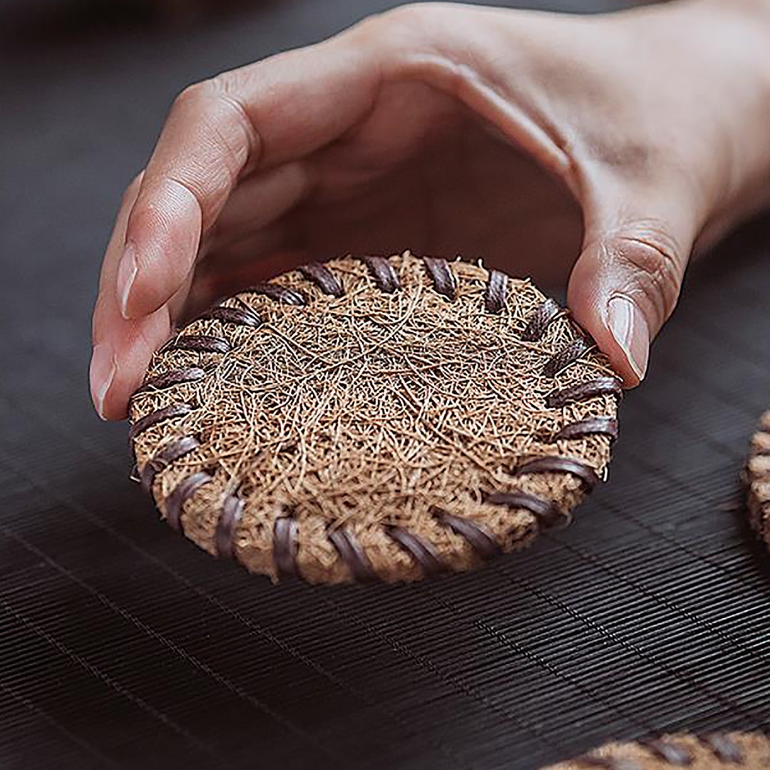 Set of 6palm Fiber Coasters Set Boho Coaster Coco Fiber - Etsy