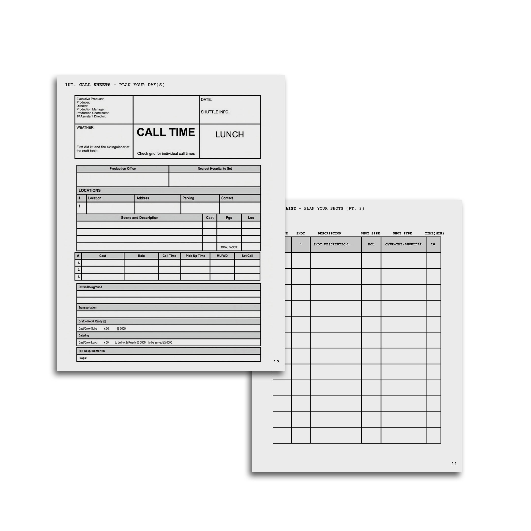 Script & Pre-production Kit Printable 12 Pages, Printable Film-making ...