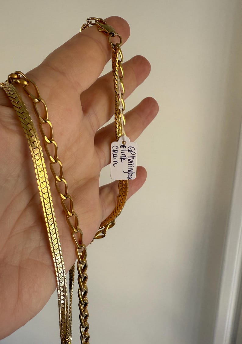 Early 2000's Double Herringbone and Link Goldplated Chain - Etsy