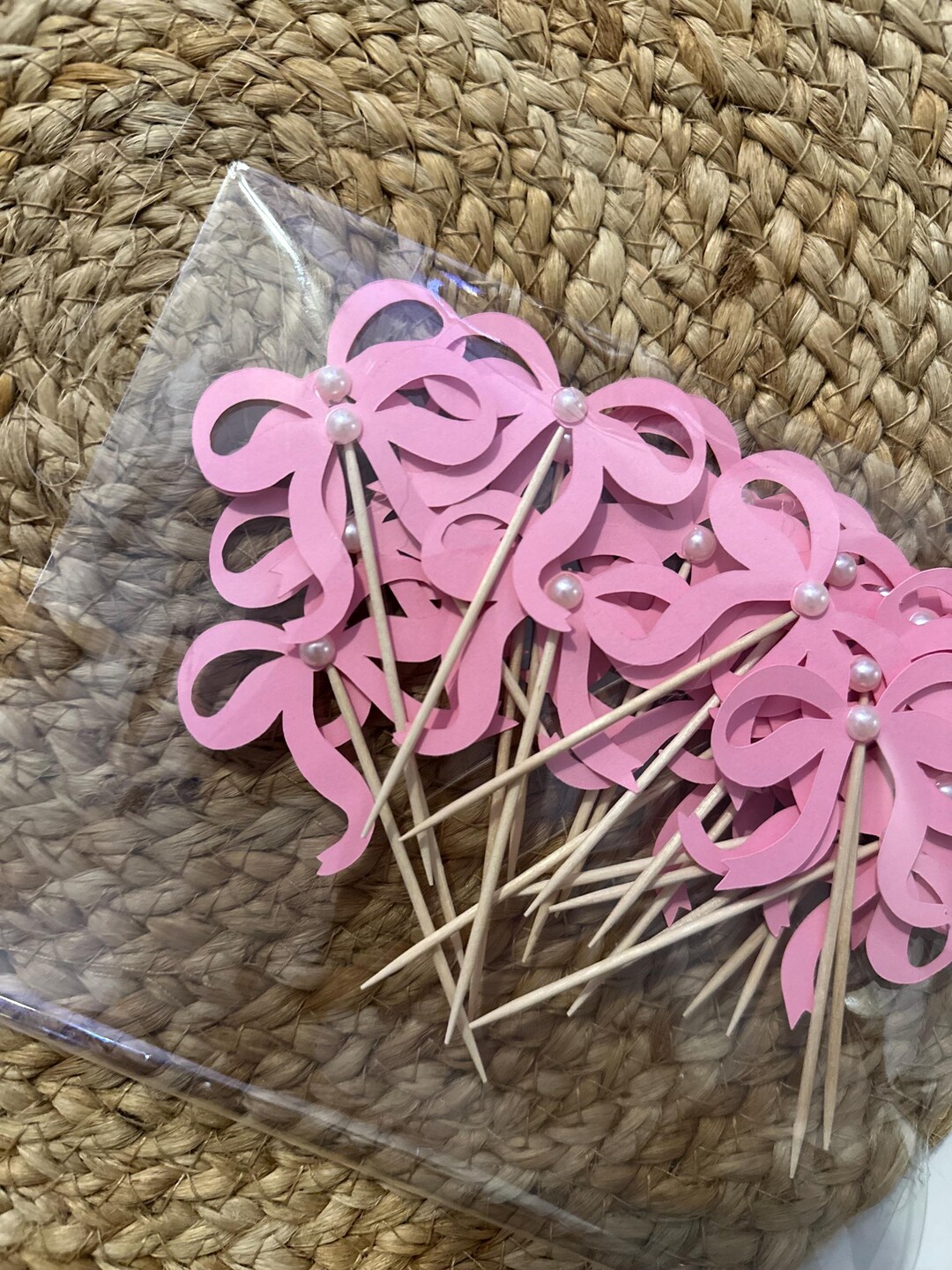 Pink Bow Cupcake Toppers ONLY 24 Count FINAL SALE Birthday Coquette ...