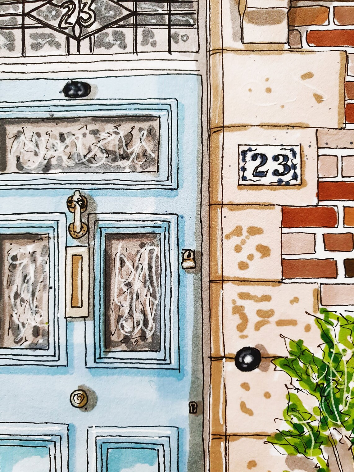 Custom Front Door Drawing | Bespoke Door Illustrations | Hand Drawn ...