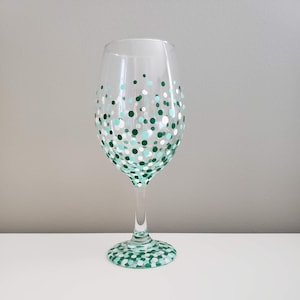 Green Dotted Stemless Wine Glass Handmade Glassware for Table Decor ...