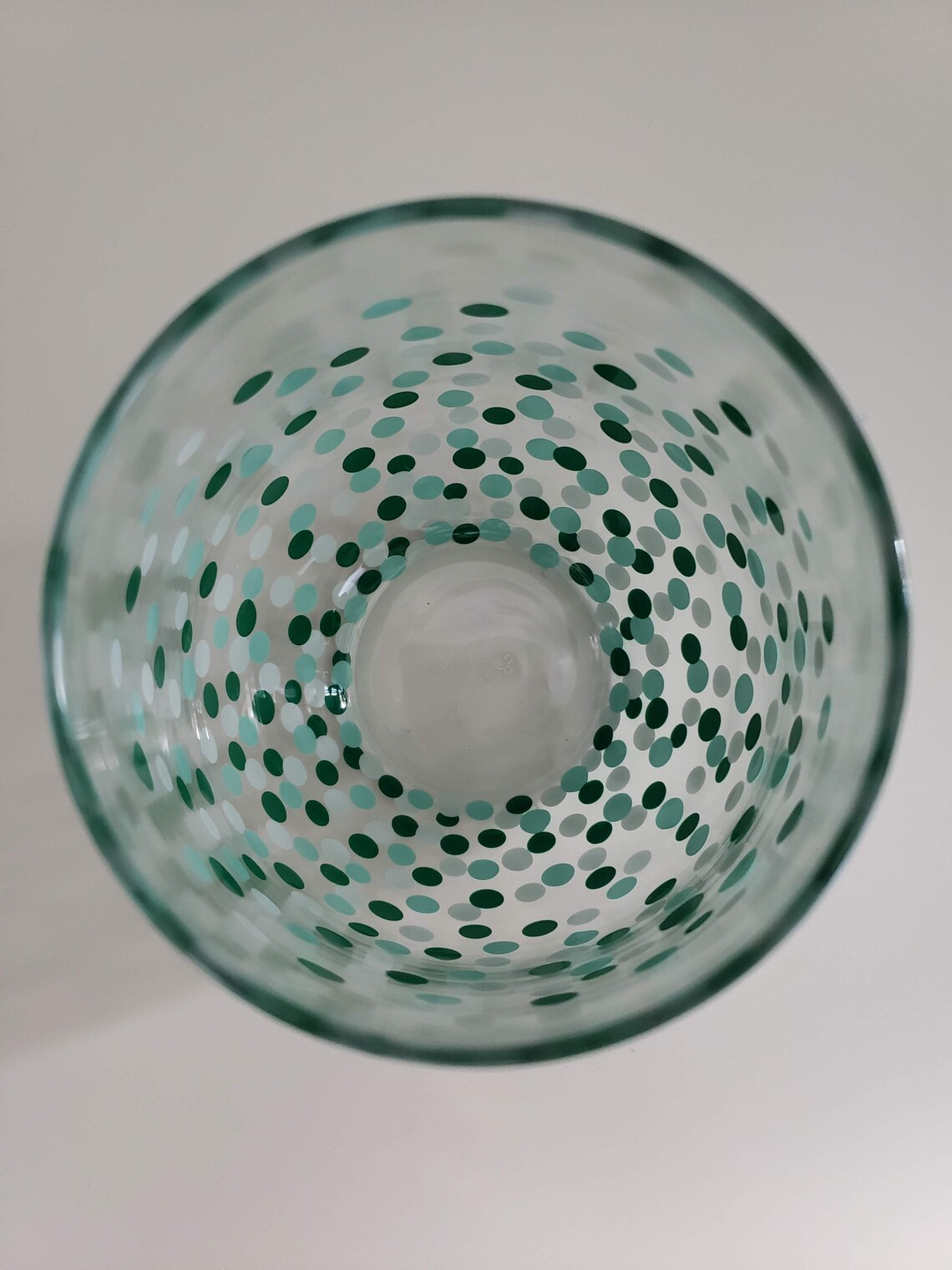 Green Dotted Stemless Wine Glass Handmade Glassware for Table Decor ...