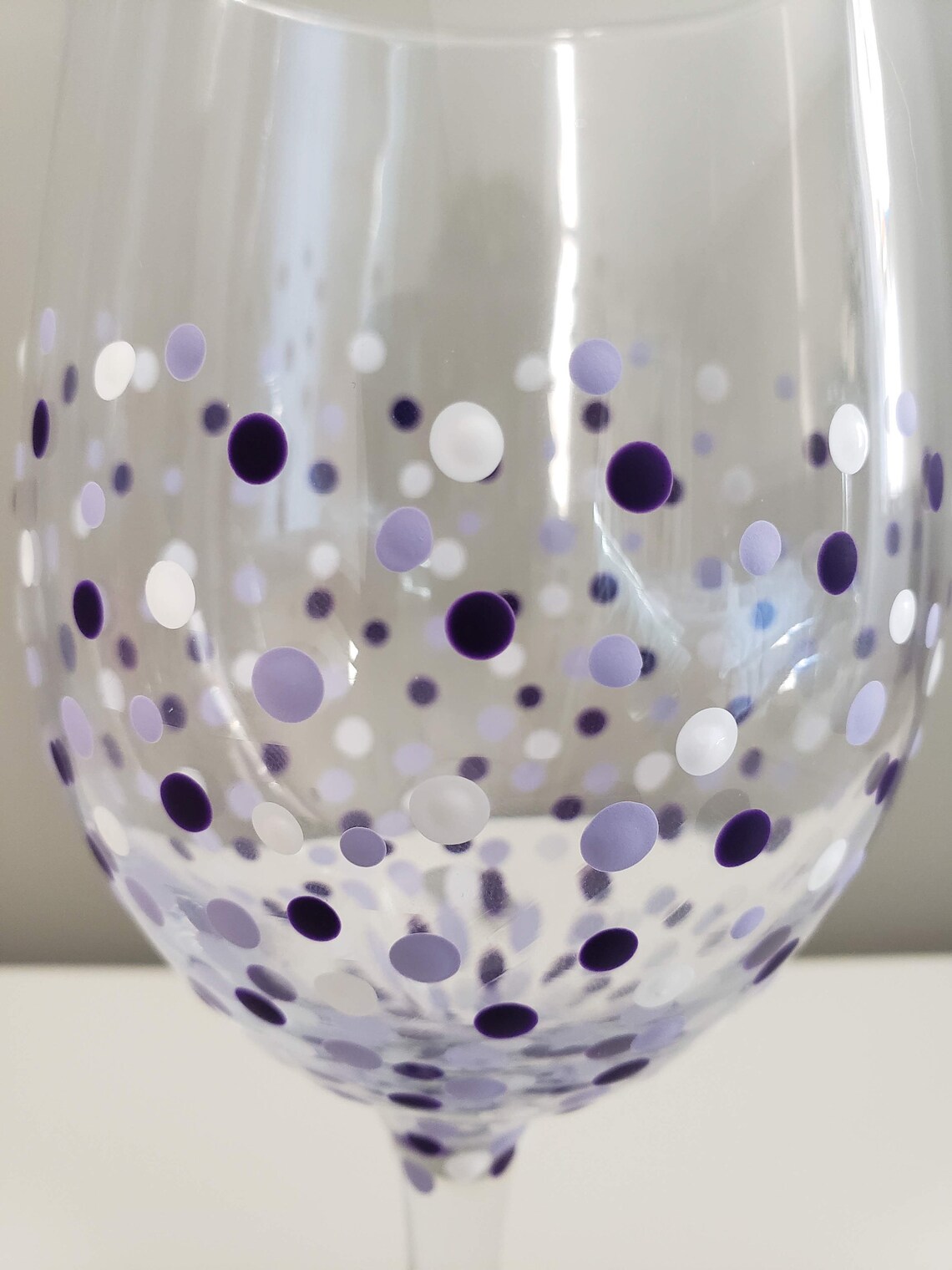 Home Decor Wine Glassware With Polka-dots Handmade Purple Wine Glasses ...