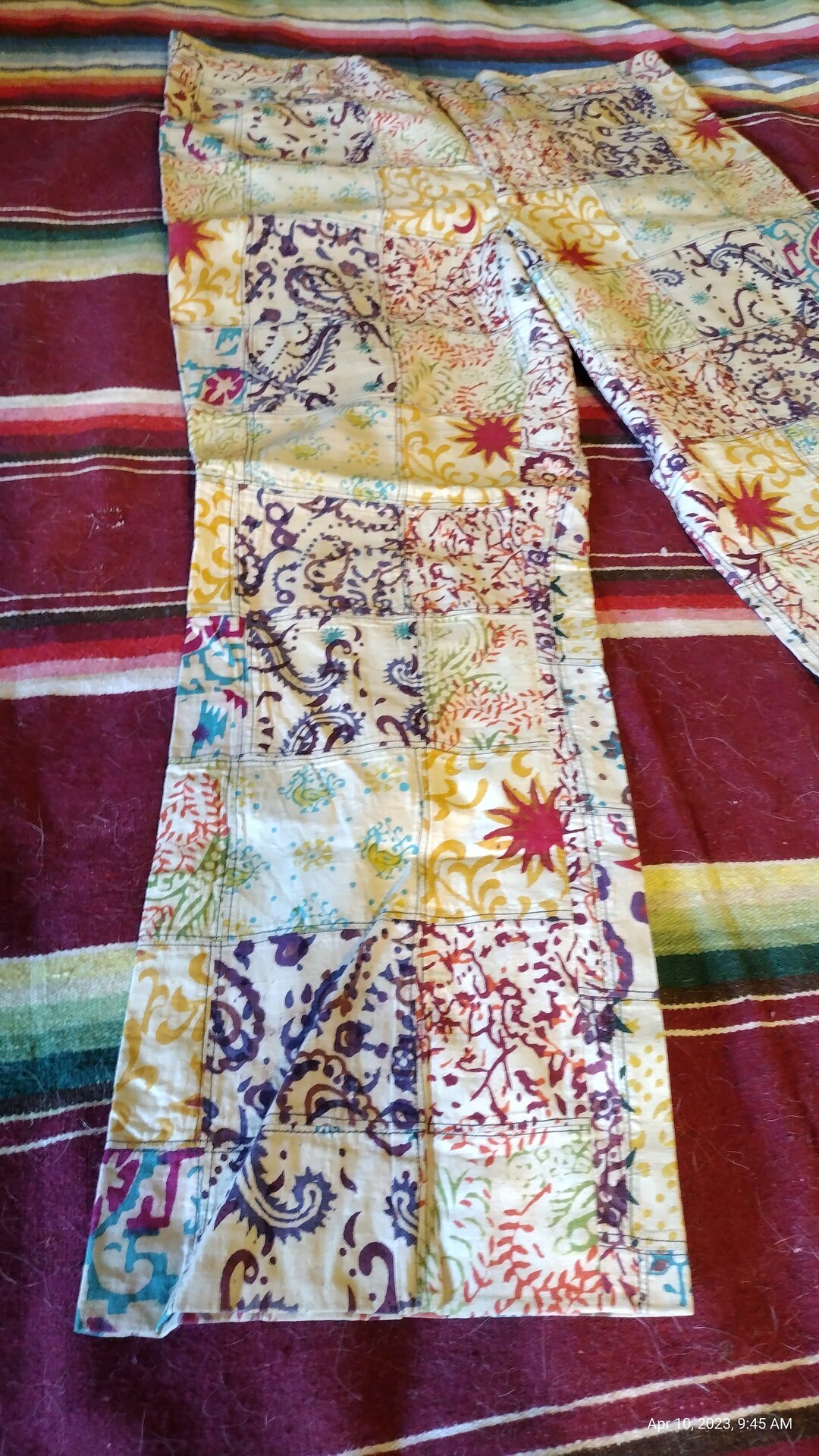 60s Hippie Rockstar Psychedelic Patch Pants NEW 38 X 31 Jeans Flare ...