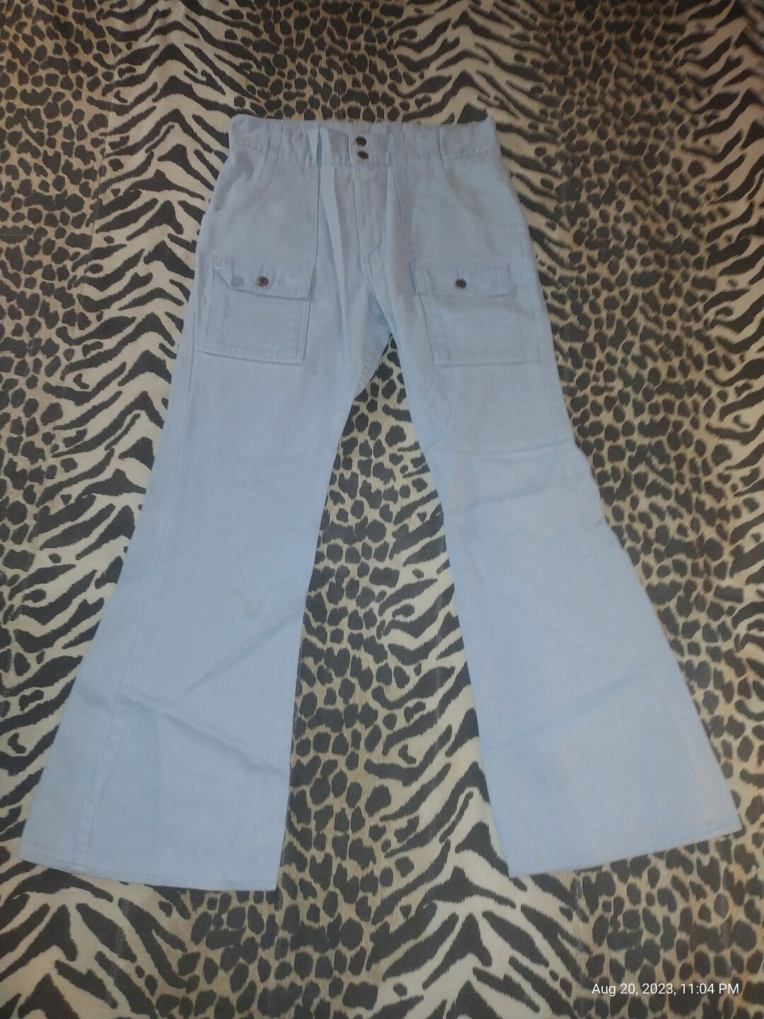 RARE 70s Vintage Levi's Bush Jeans Sky Blue 30 X 30 Cargo Flare Hippie ...